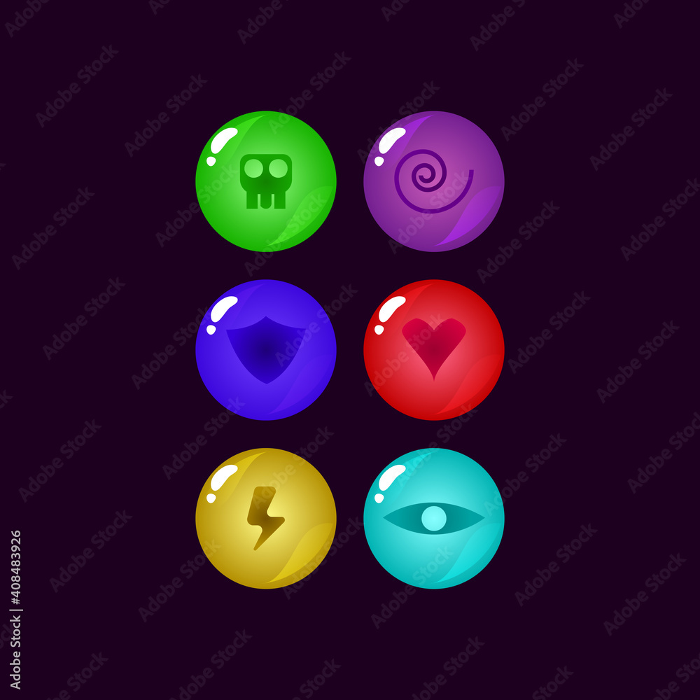 set of game ui rounded jelly magic power up icon for gui asset elements ...