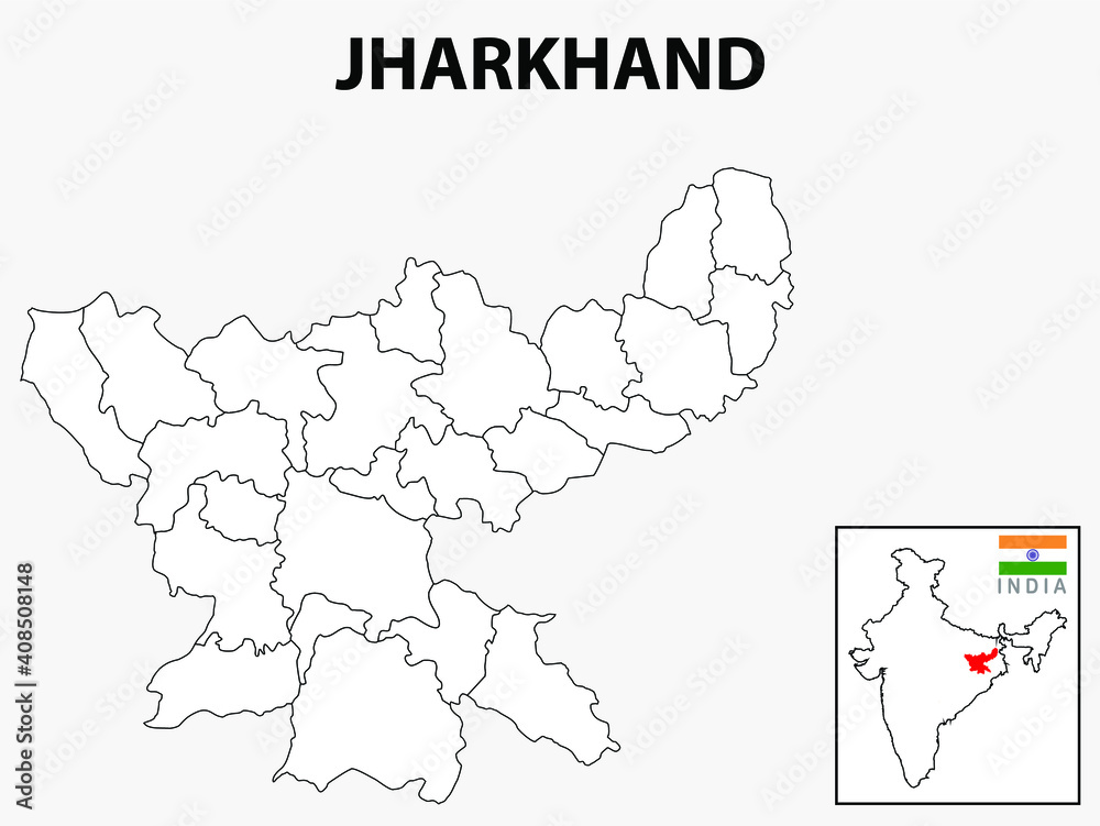 Image vectorielle Stock Jharkhand map. Jharkhand districts map with ...