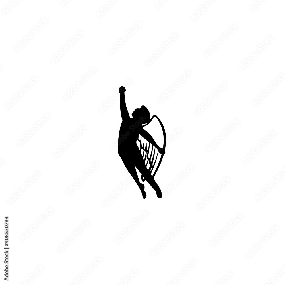 Wings man Silhouette. Angel wings. Abstract flying man logo design ...