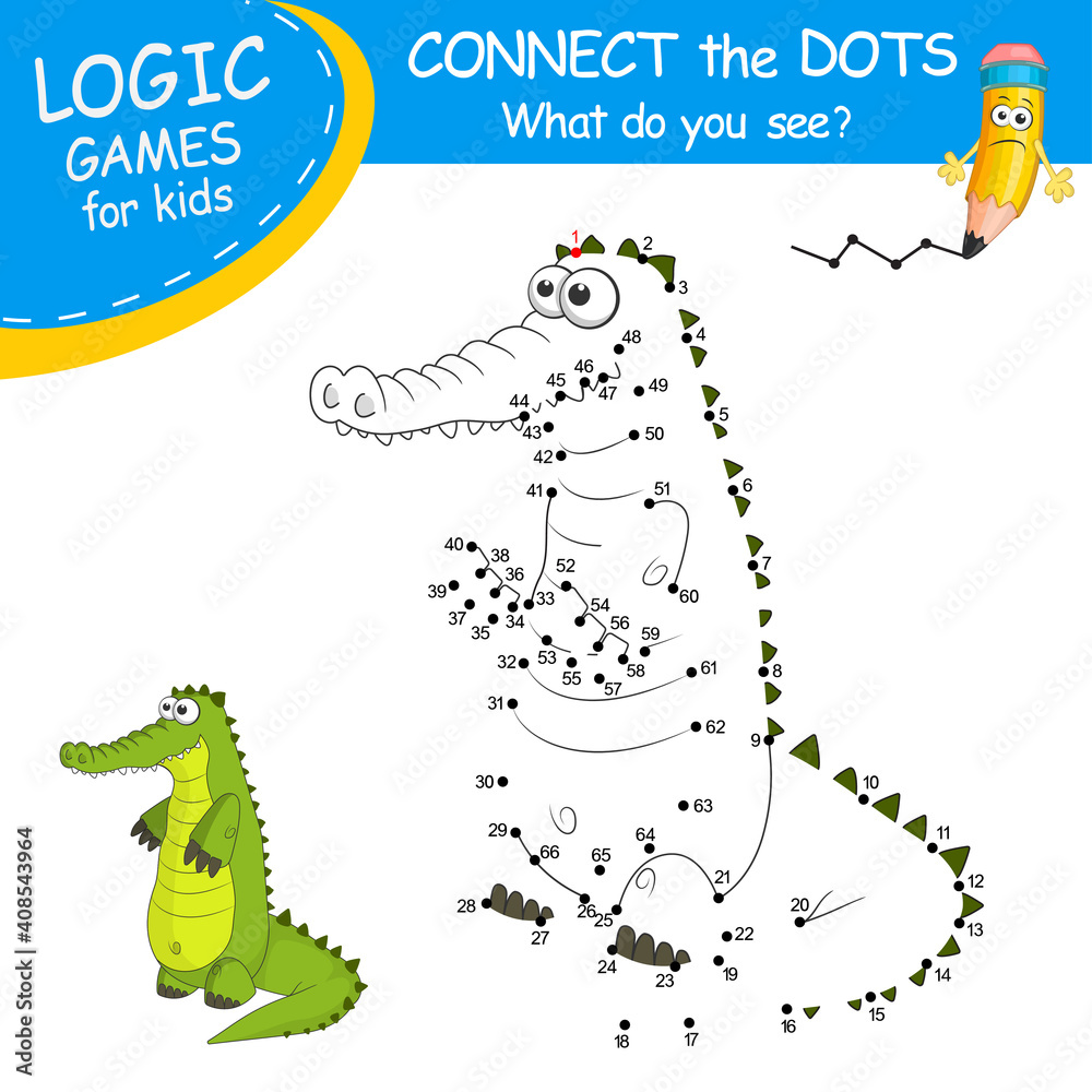 Connect the dots by numbers to draw the Alligator. Dot to dot Education ...