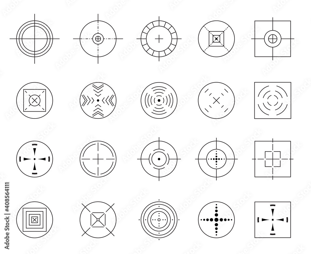 Collection of flat simple targets isolated on white background ...