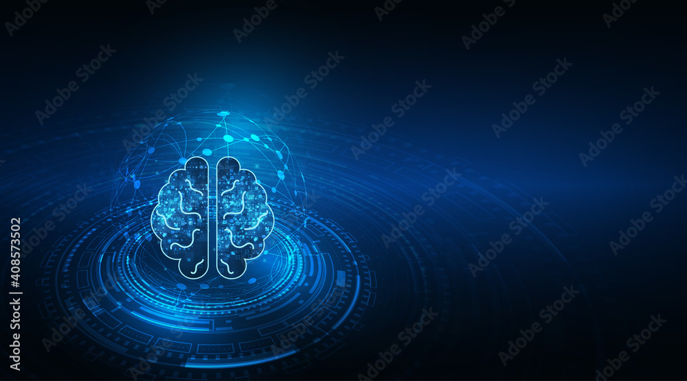 Technology Artificial intelligence (AI) brain animation digital data ...