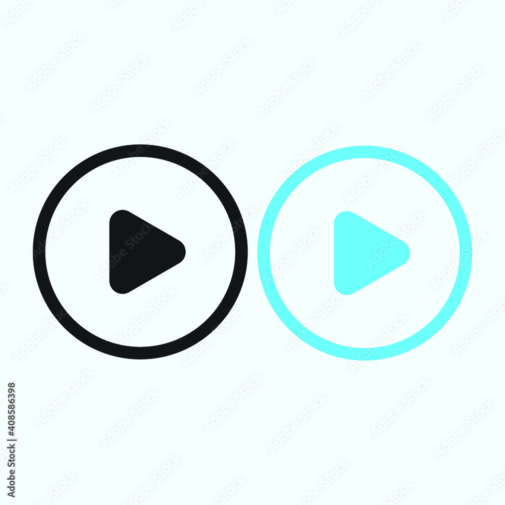 Play button icon in trendy flat style isolated on grey background. Play ...