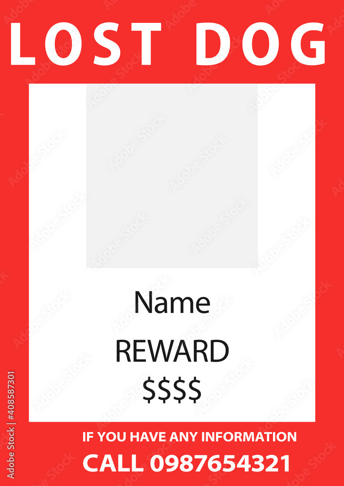Lost Dog Template design. Clipart image. Stock Vector | Adobe Stock