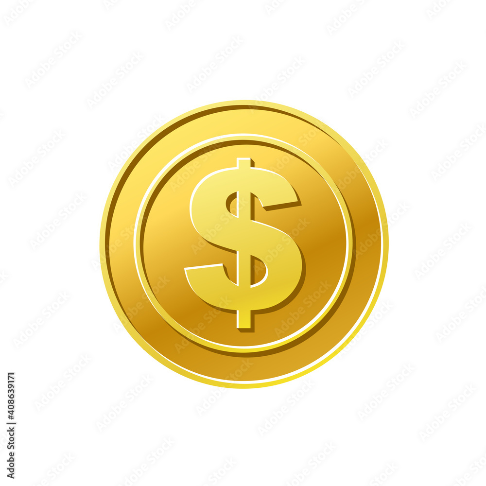 Gold coin cash money isolated on white Stock Vector | Adobe Stock