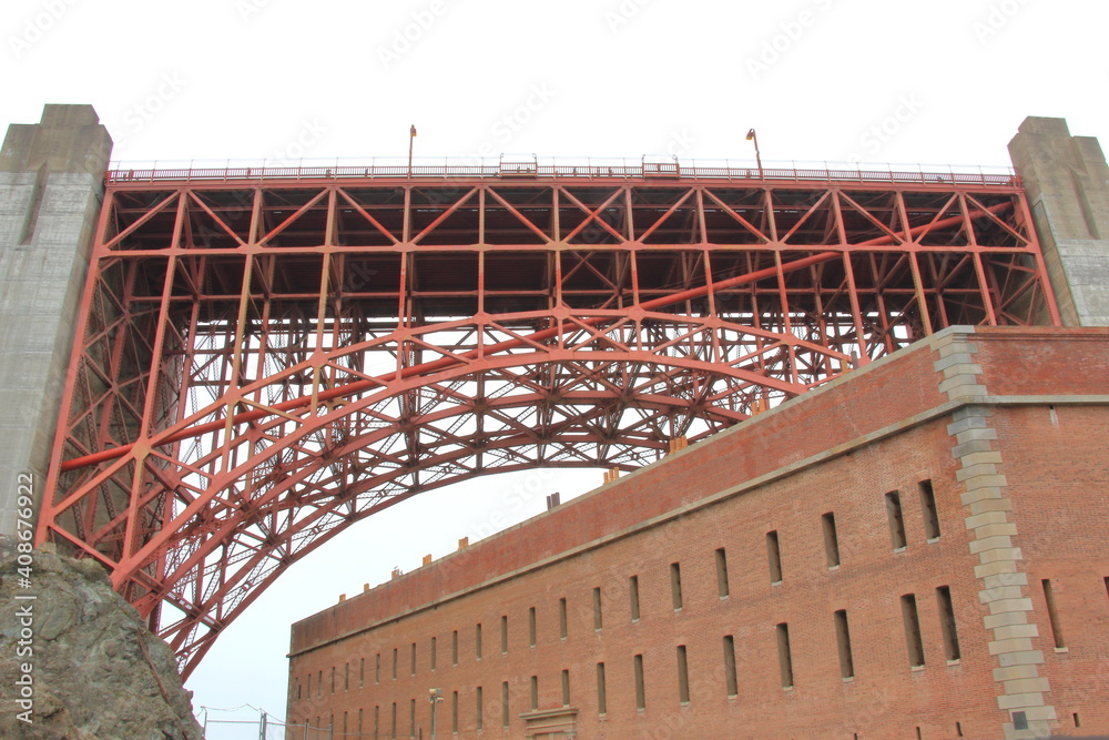 Fort Point, in San Francisco, under the Golden Gate Bridge. A National ...