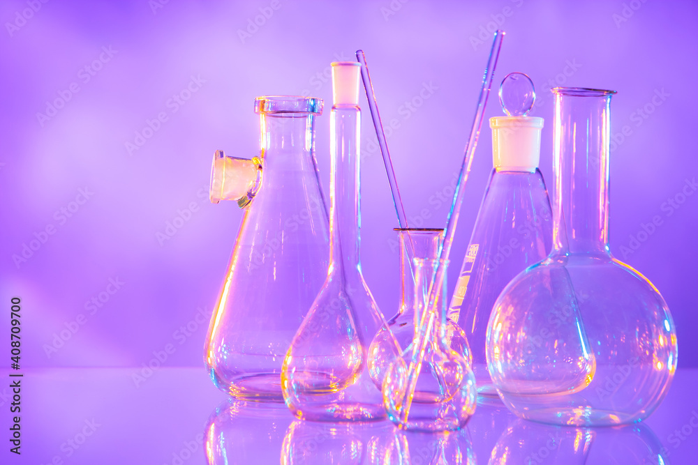 Photo Stock Laboratory glassware as a symbol of scientific activity ...