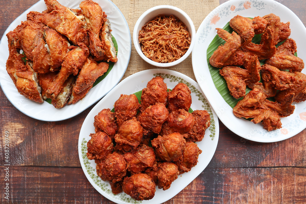 Thai style fried chicken served with fried onion sliced - In Thai ...