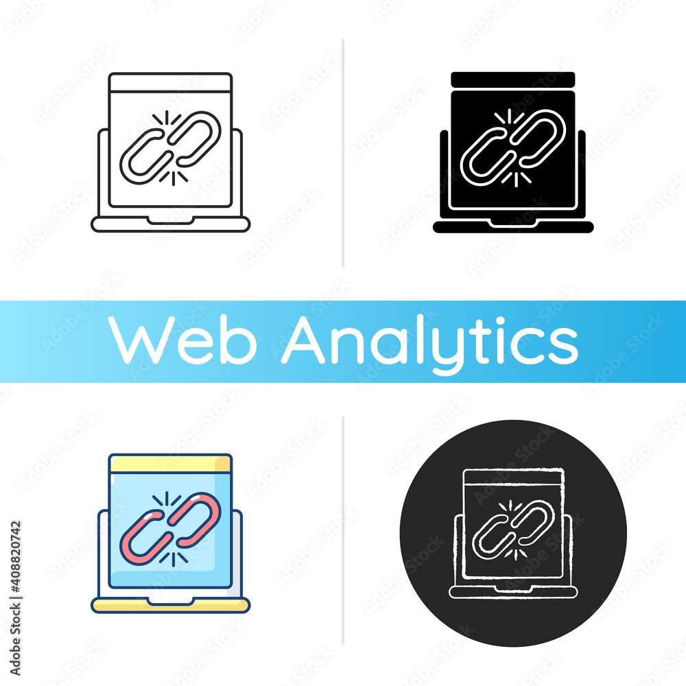 Broken link icon. Hyperlink that no longer points to its original ...