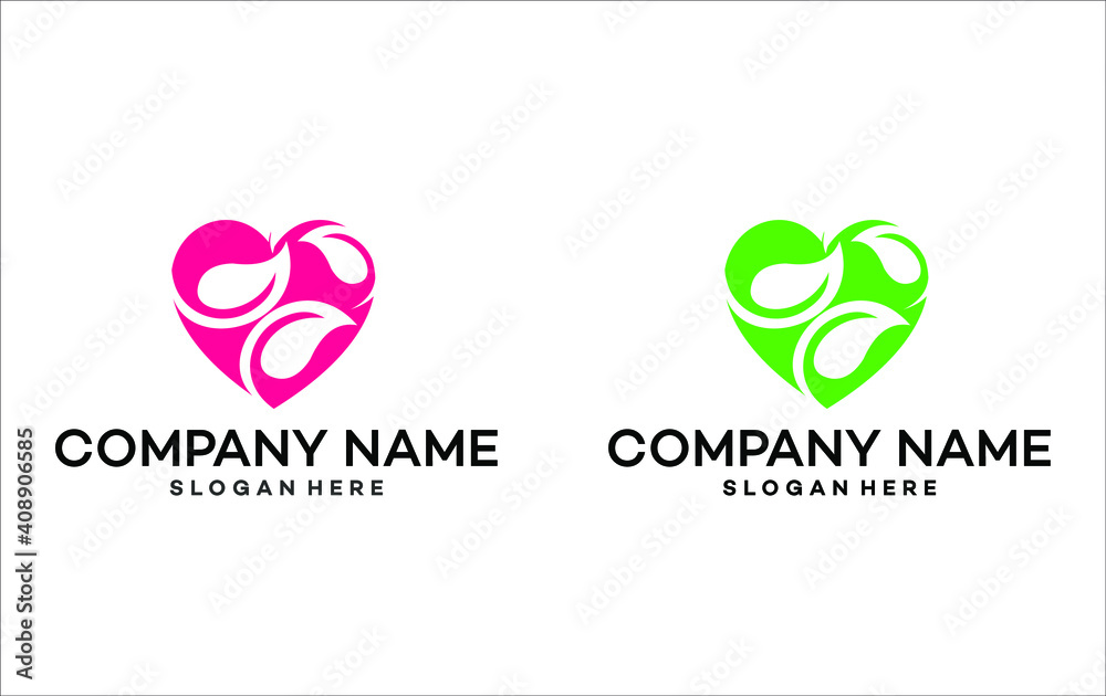 Vektor Desain Template Logo Cinta Alam Stock Vector | Adobe Stock