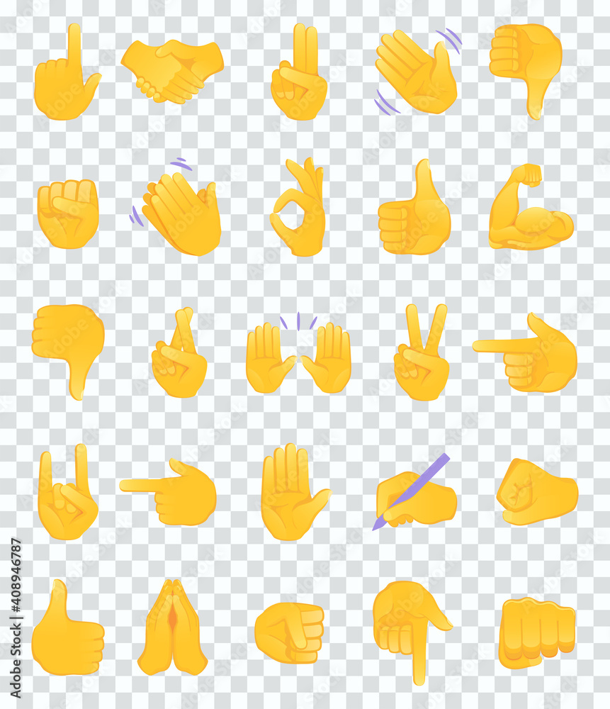 Hand gesture emojis icons collection. Handshake, biceps, applause ...