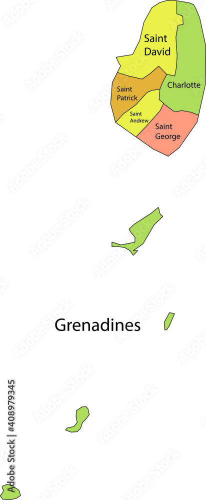 Pastel vector map of Saint Vincent and the Grenadines with black ...