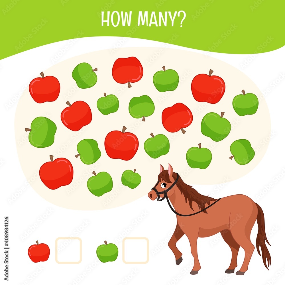 Counting educational children game, math kids activity sheet. How many ...