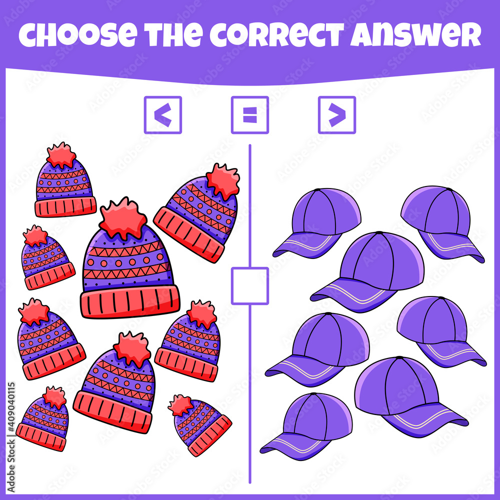 More less or equal. Compare the number. Counting game. Educational ...