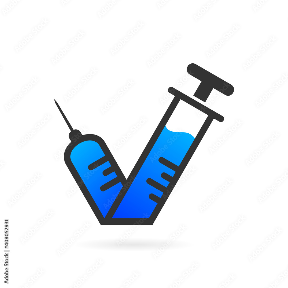 injection check mark logo symbol Stock Vector | Adobe Stock