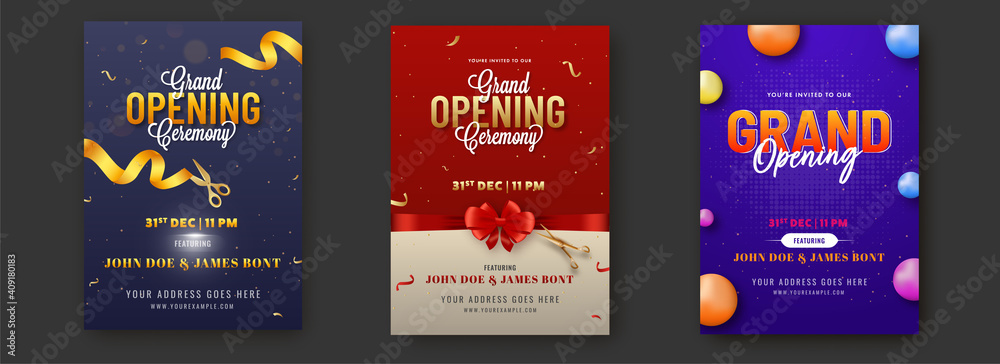 Grand Opening Ceremony Invitation Or Flyer Design With Event Details In ...