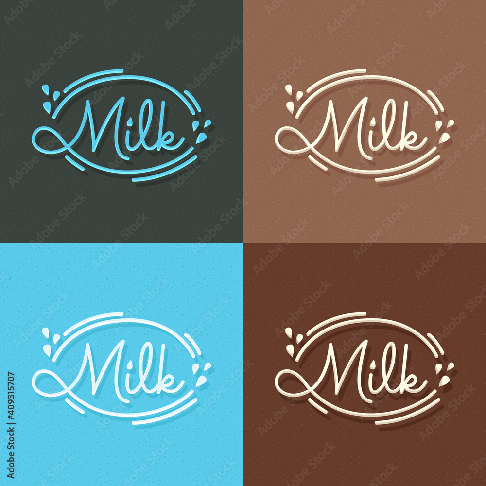 Milk logo idea. Linear Milk lettering sign with lines and drops on ...