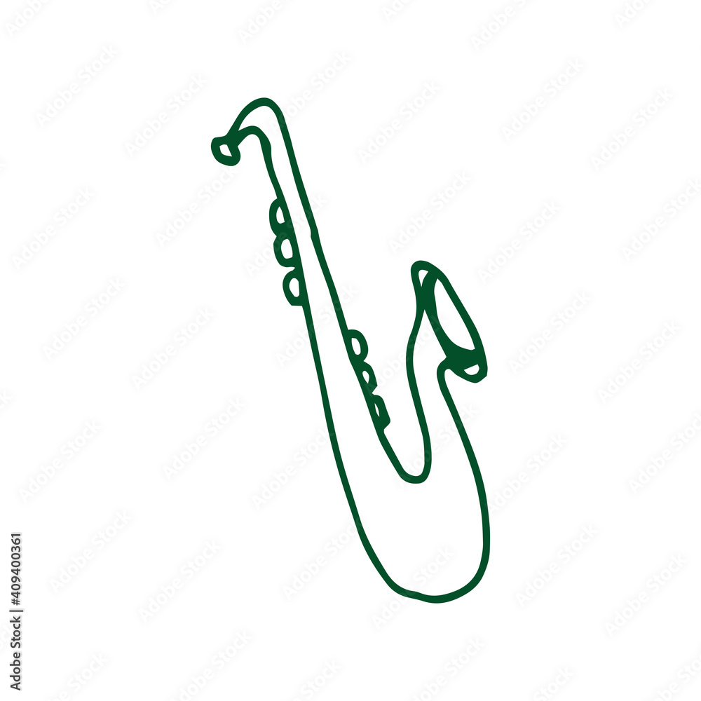 simple saxophone vector illustration isolated on white background. wind ...