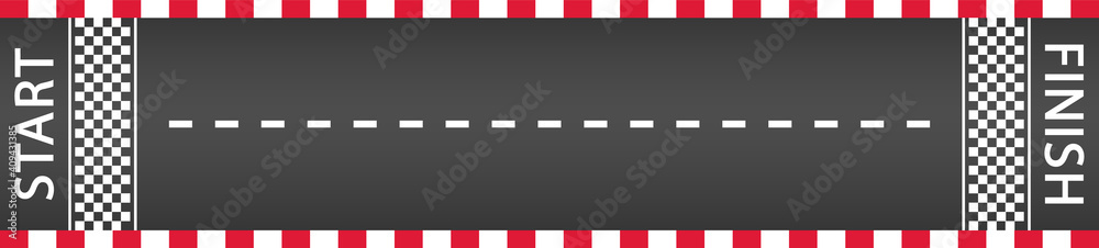 Creative of finish line racing background top view. Race track with ...