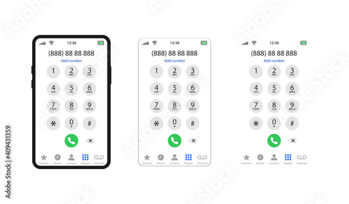 Smartphone dial keypad design. Keyboard template in touchscreen device ...