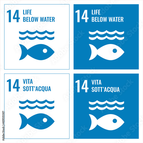 Goal 14 Life Below Water Agenda 2030 Corporate social responsibility. Sustainable Development ...