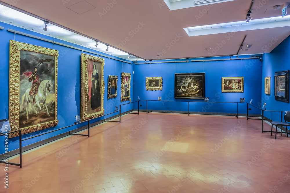 Interior of famous Uffizi Gallery. Uffizi Gallery - most famous museum ...