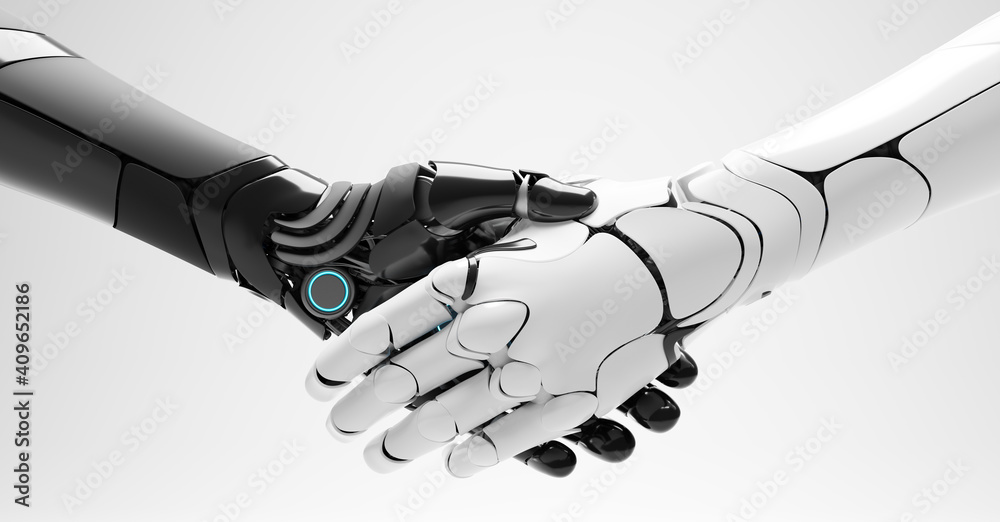 Robots handshake. Robotic hands gesture Stock Illustration | Adobe Stock