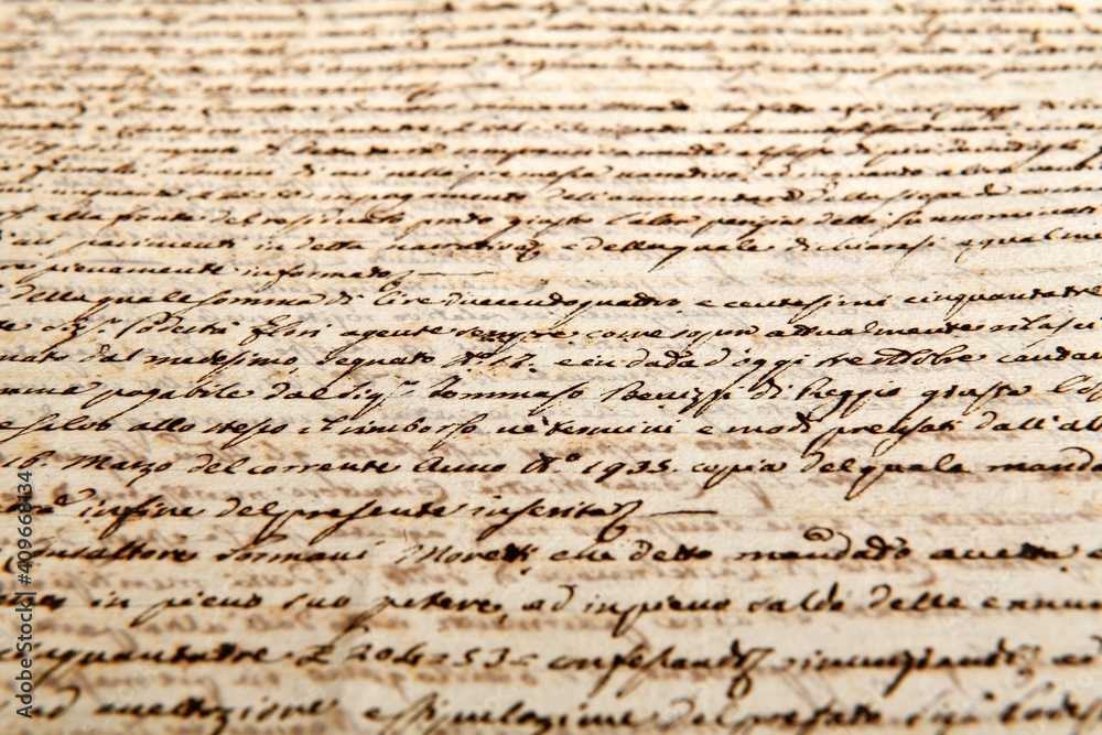 Ancient manuscript of 1700 century written in ink and goose pen in ...