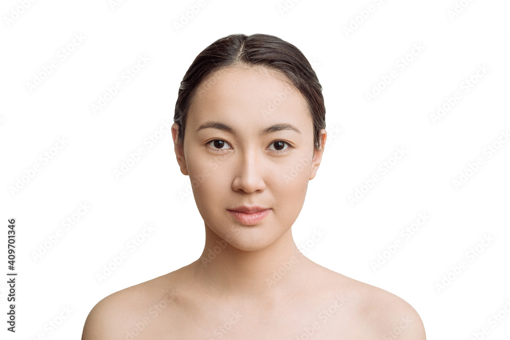Skin care. portrait of a beautiful Asian woman with a beautiful face ...