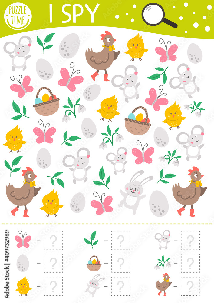 Easter I spy game for kids. Searching and counting activity for ...