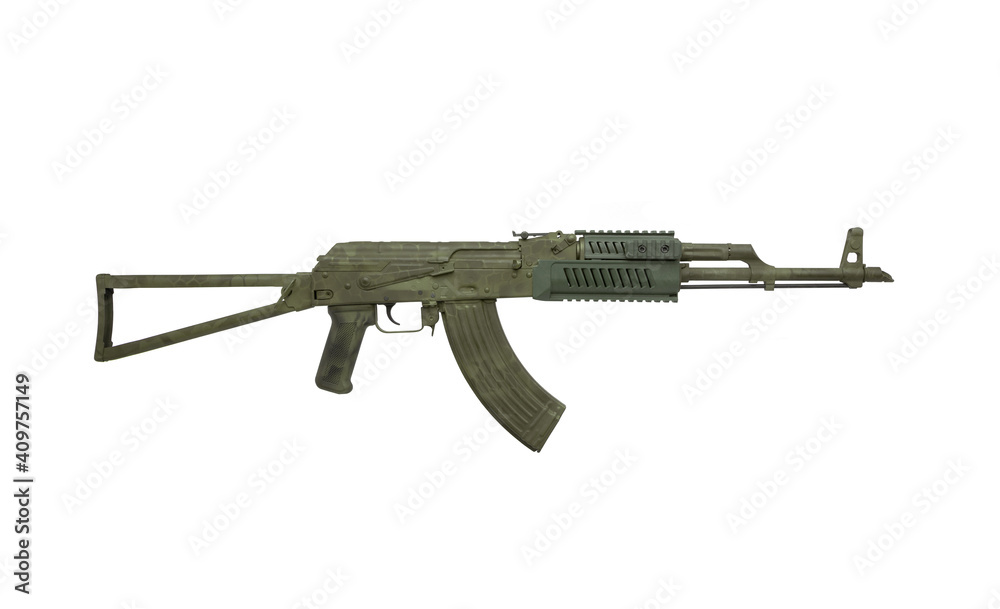 Soviet carbine in modern body kit isolate on a white background. Tuned ...