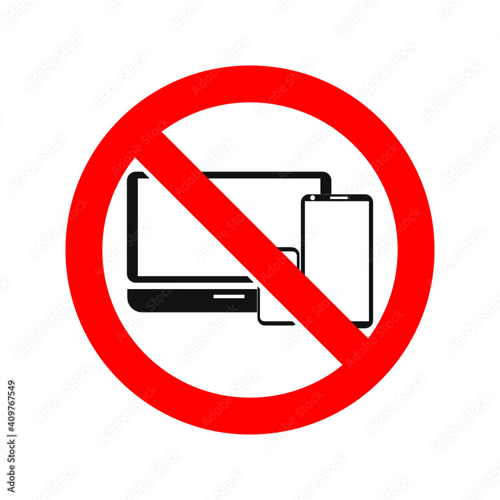 Vector symbol of a sign for prohibition of carrying laptops and gadgets ...