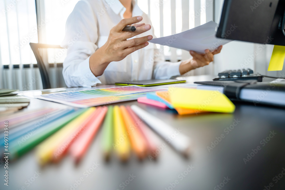 Graphic design using graphics tablet .drawing creative logo design ...