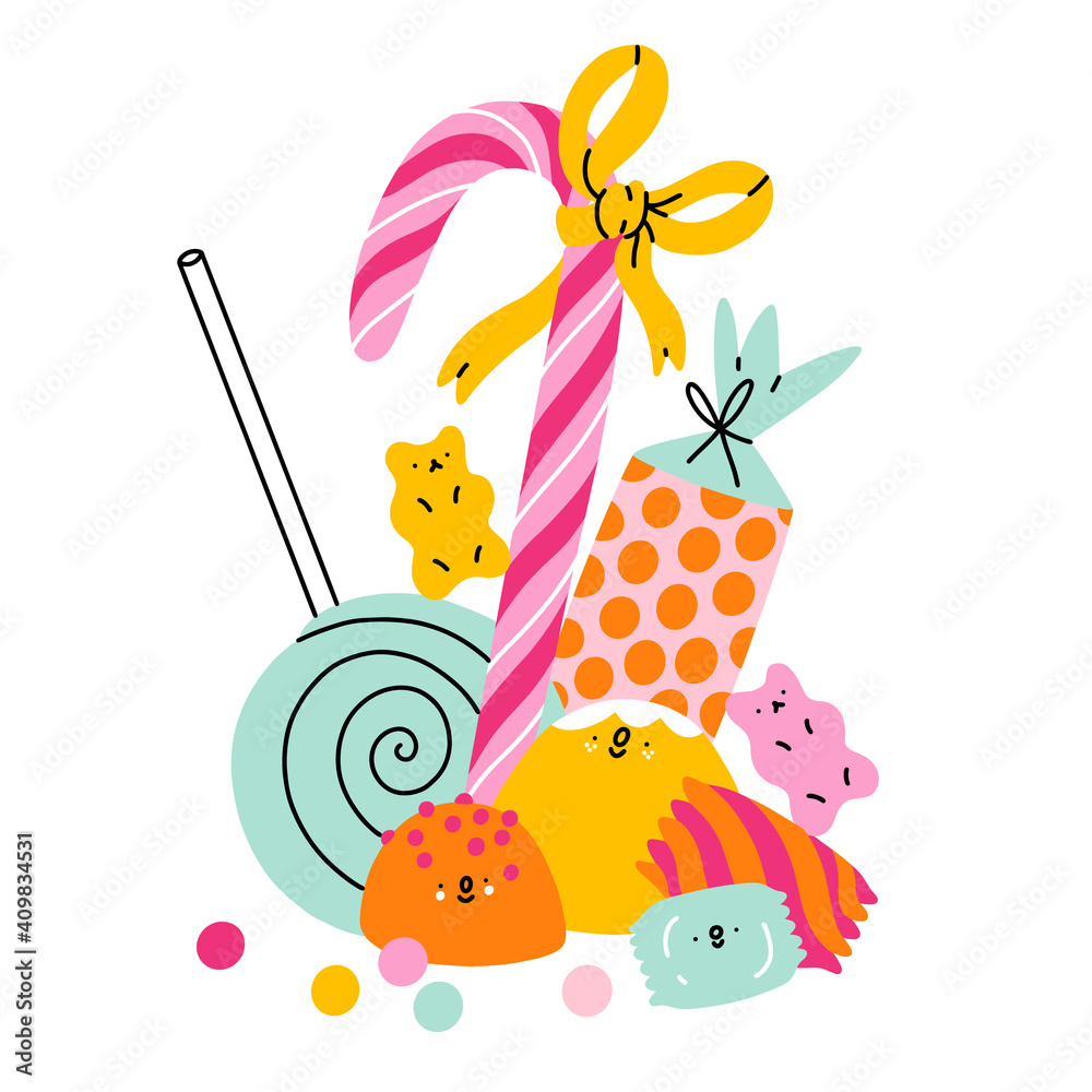 Candy land characters, vector composition Stock Vector | Adobe Stock