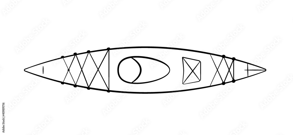 Canoe hand drawn outline doodle icon. Sketch canoe for camping tourism ...