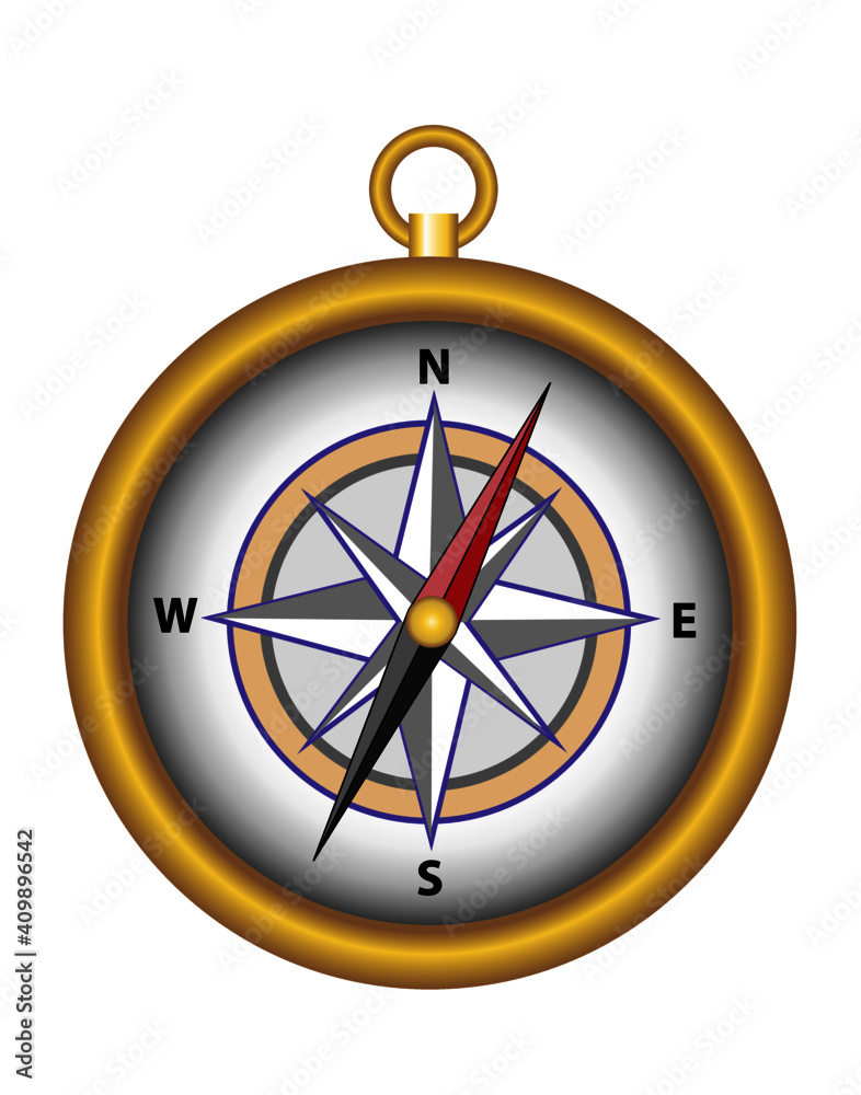 Magnetic attraction in a compass to establish navigation. Magnetic ...