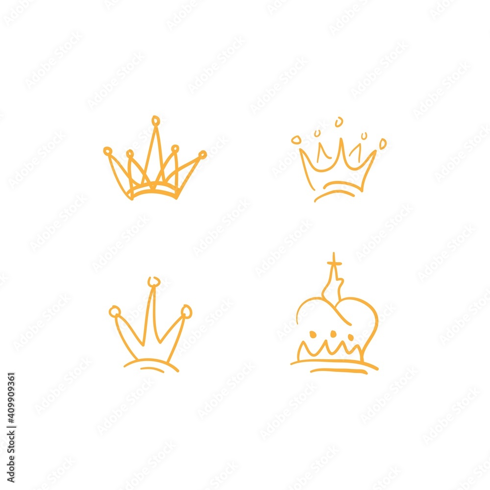 Hand drawn Crown vector collection. Doodle crowns vector illustration ...
