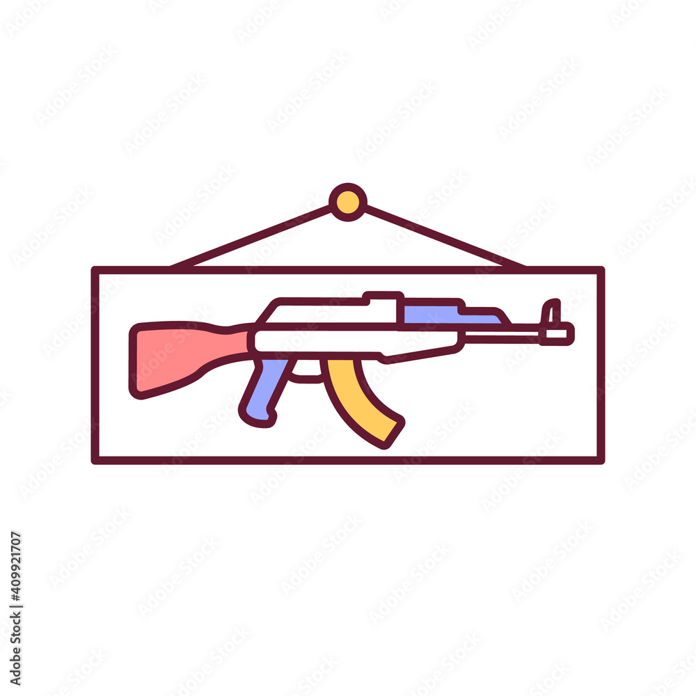 Collectible firearms RGB color icon. Handgun collector. Old fashioned ...