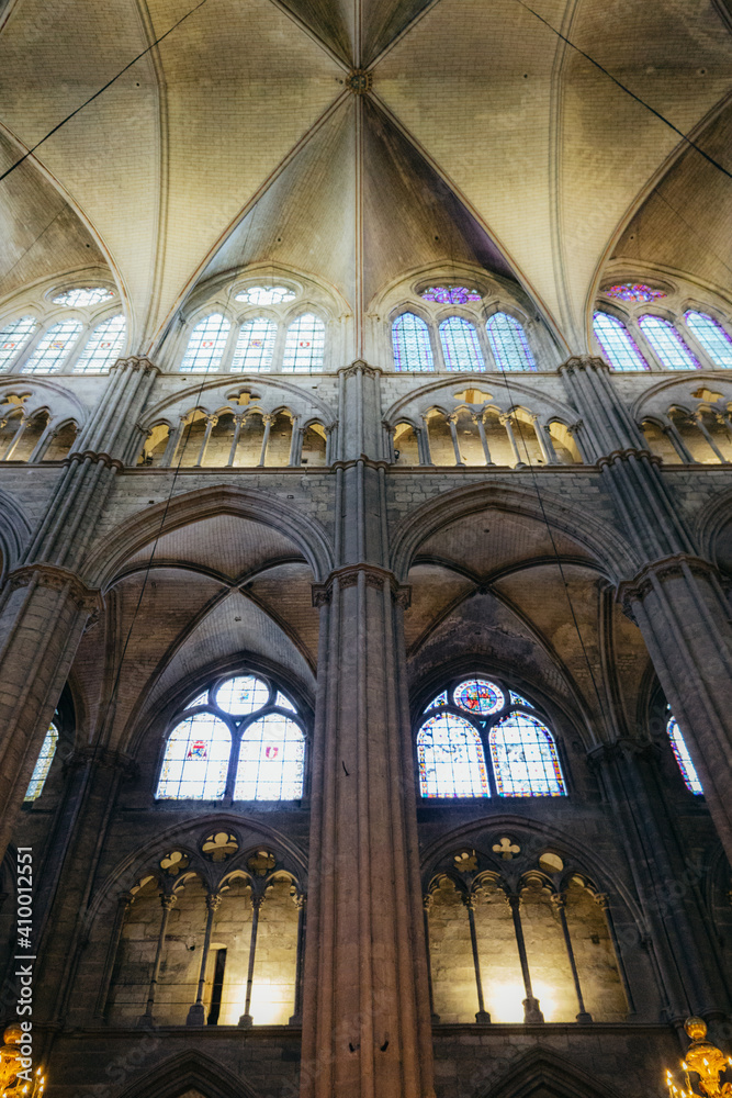 Inside the St Stephen's Cathedral of Bourges (Berry, France), a gothic ...