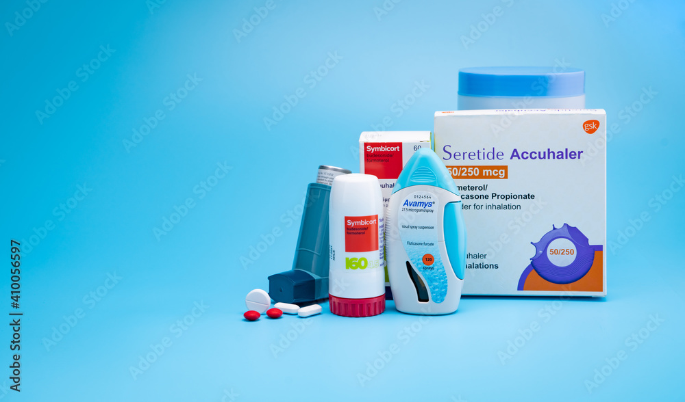 CHONBURI, THAILAND-JANUARY 31, 2021 : Symbicort, Avamys, Seretide ...