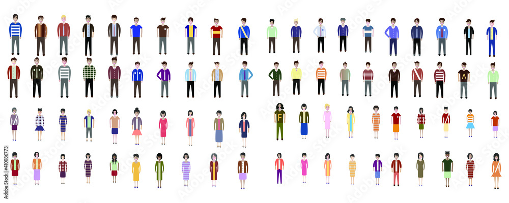 Multiethnic group of working people standing together on white ...