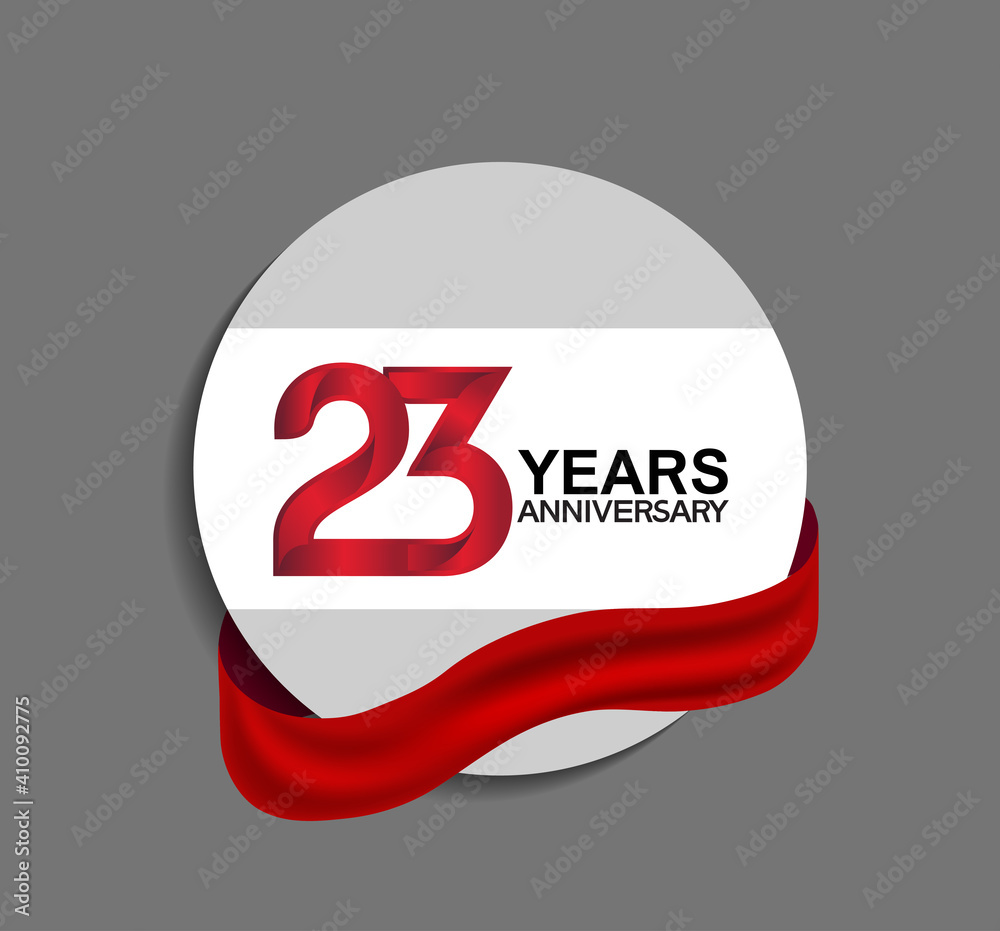 23 years anniversary design in circle red ribbon on gray background for ...
