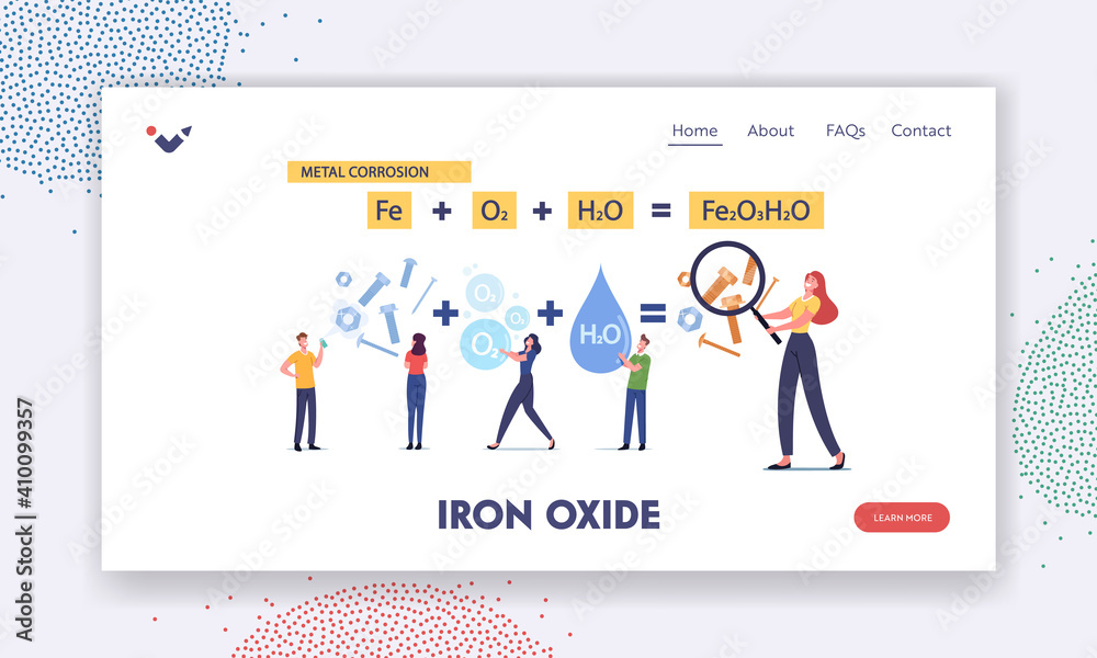 Metal Corrosion Landing Page Template. Tiny Characters at Huge Formula ...