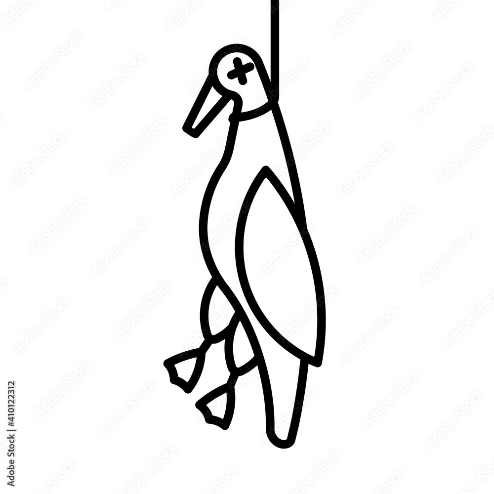 Dead duck outline icon. Clipart image isolated on white background ...