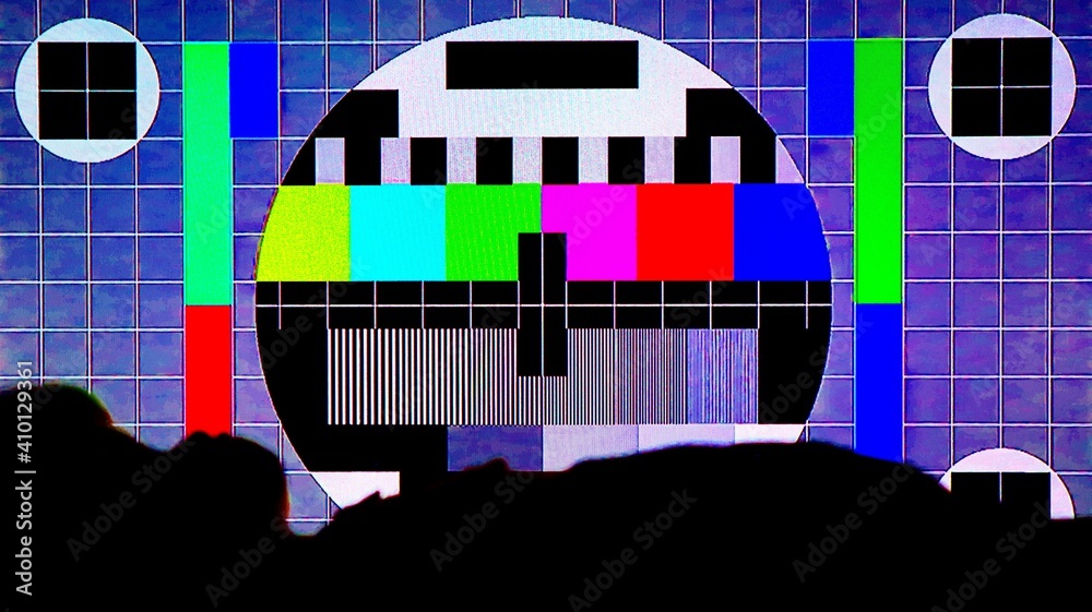 TV Test Pattern generated by a Monoscope, TV Static Noise Glitch Effect ...