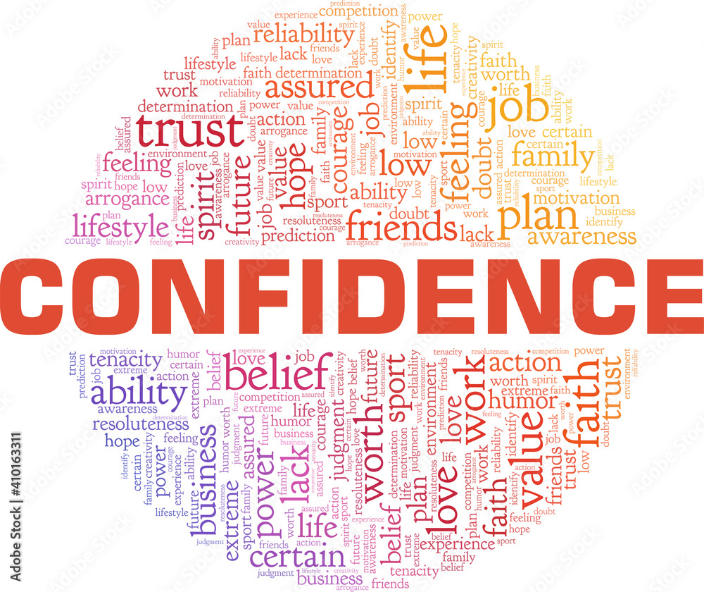 Confidence vector illustration word cloud isolated on a white ...