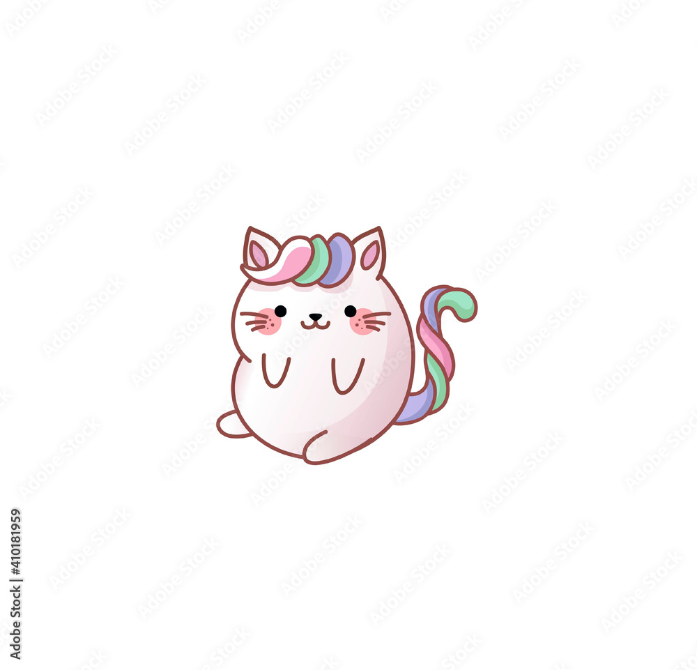 Cat Kitty kawaii chibi style Emoji character sticker emoticon smile ...