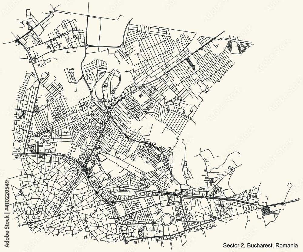 Black simple detailed street roads map on vintage beige background of ...