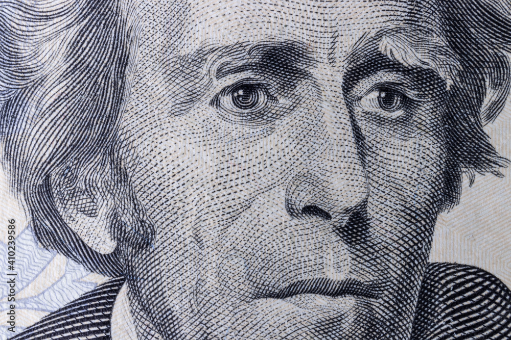 President Andrew Jackson on the obverse of a twenty dollar bill ...