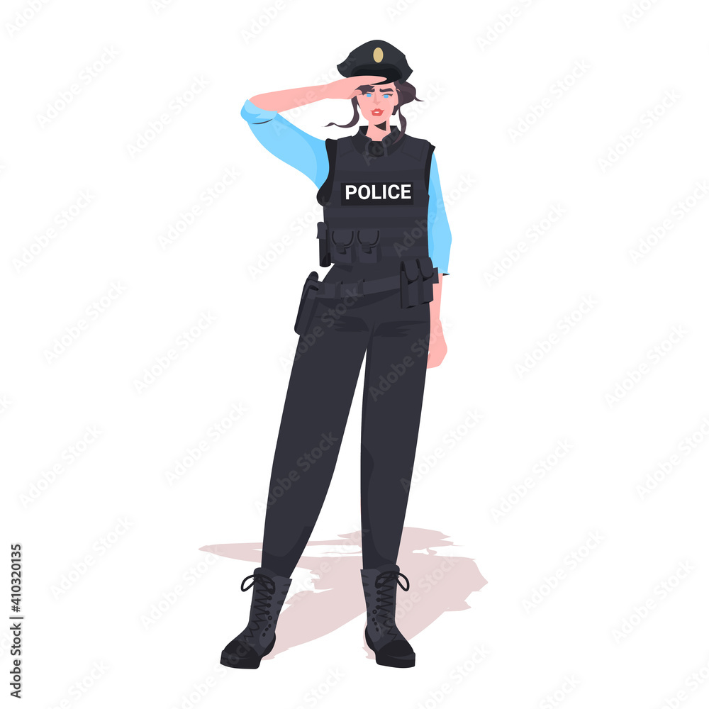 policewoman in tactical gear riot police officer standing pose ...